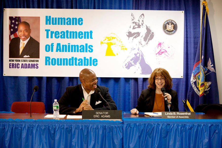Senator Adams, with Assemblymember Linda Rosenthal, facilitates the ...