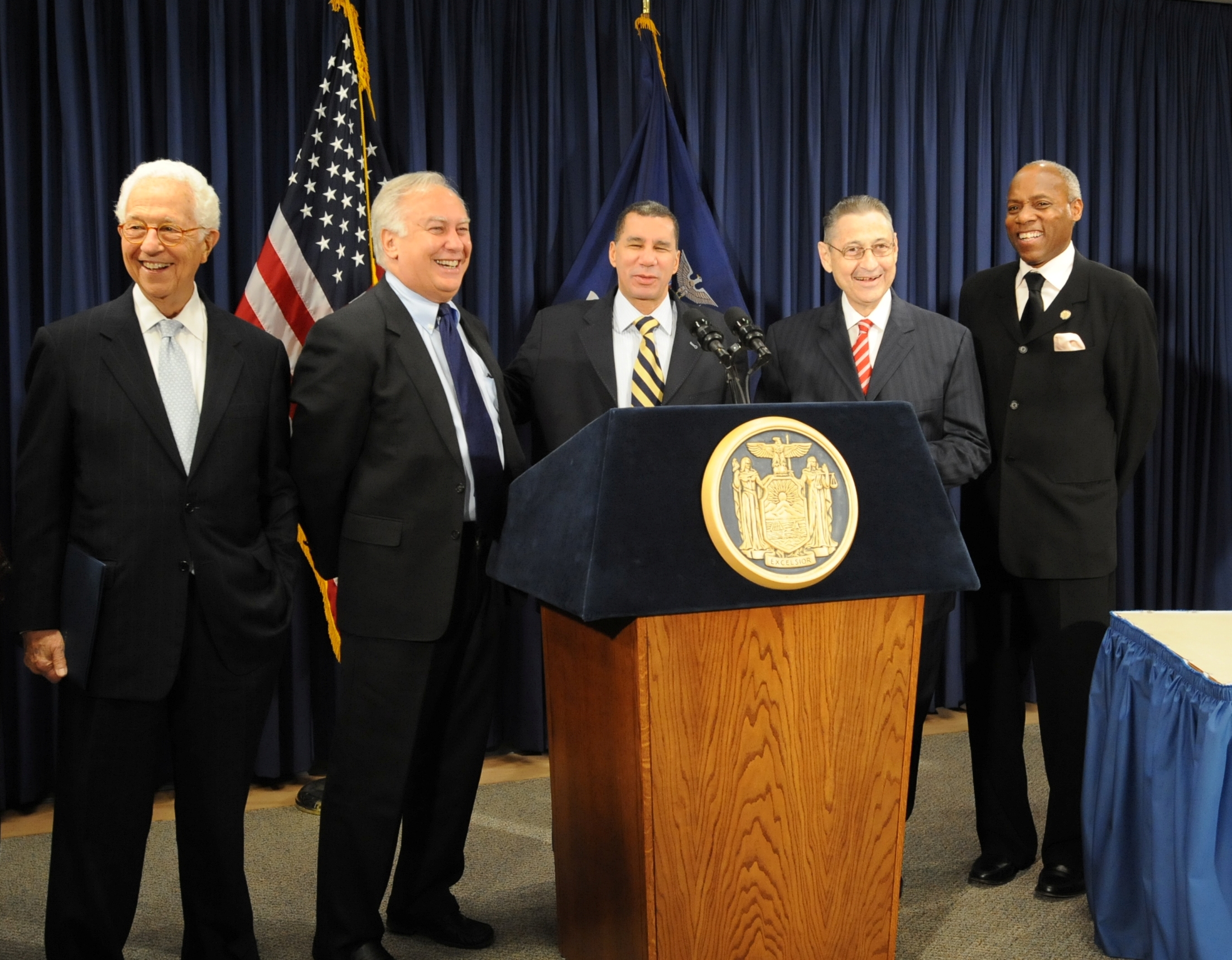 Ira Millstein, Assemblyman Brodsky, Governor Paterson, Speaker Silver ...