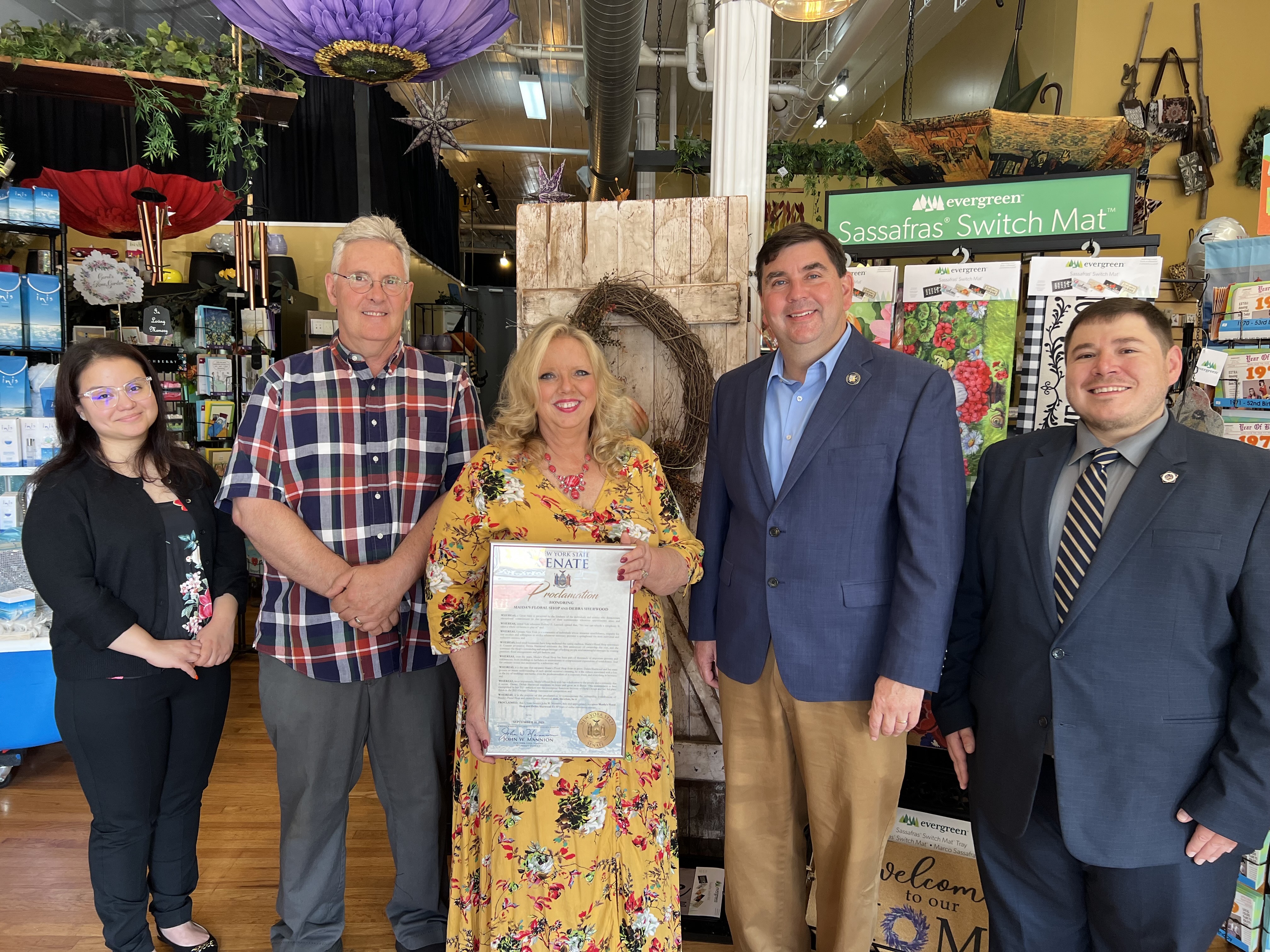 Senator Mannion Presents Proclamation to Maida's Floral Shop for Thirty ...