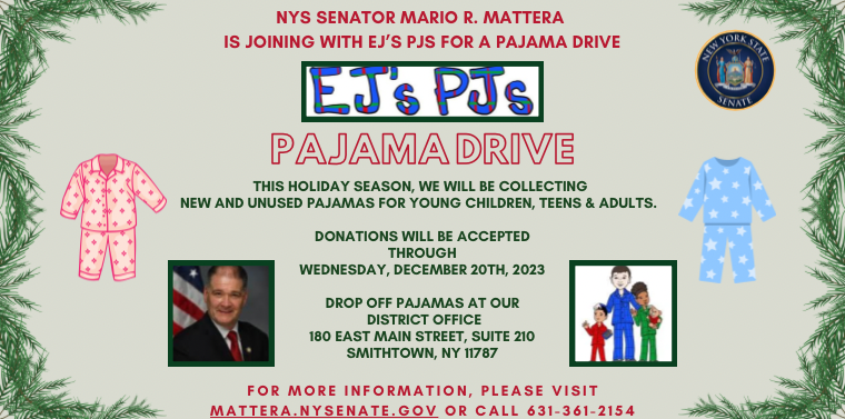 Senator Mattera Again Working With EJ’S PJS To Collect Pajamas To Help Local Families | NYSenate.gov