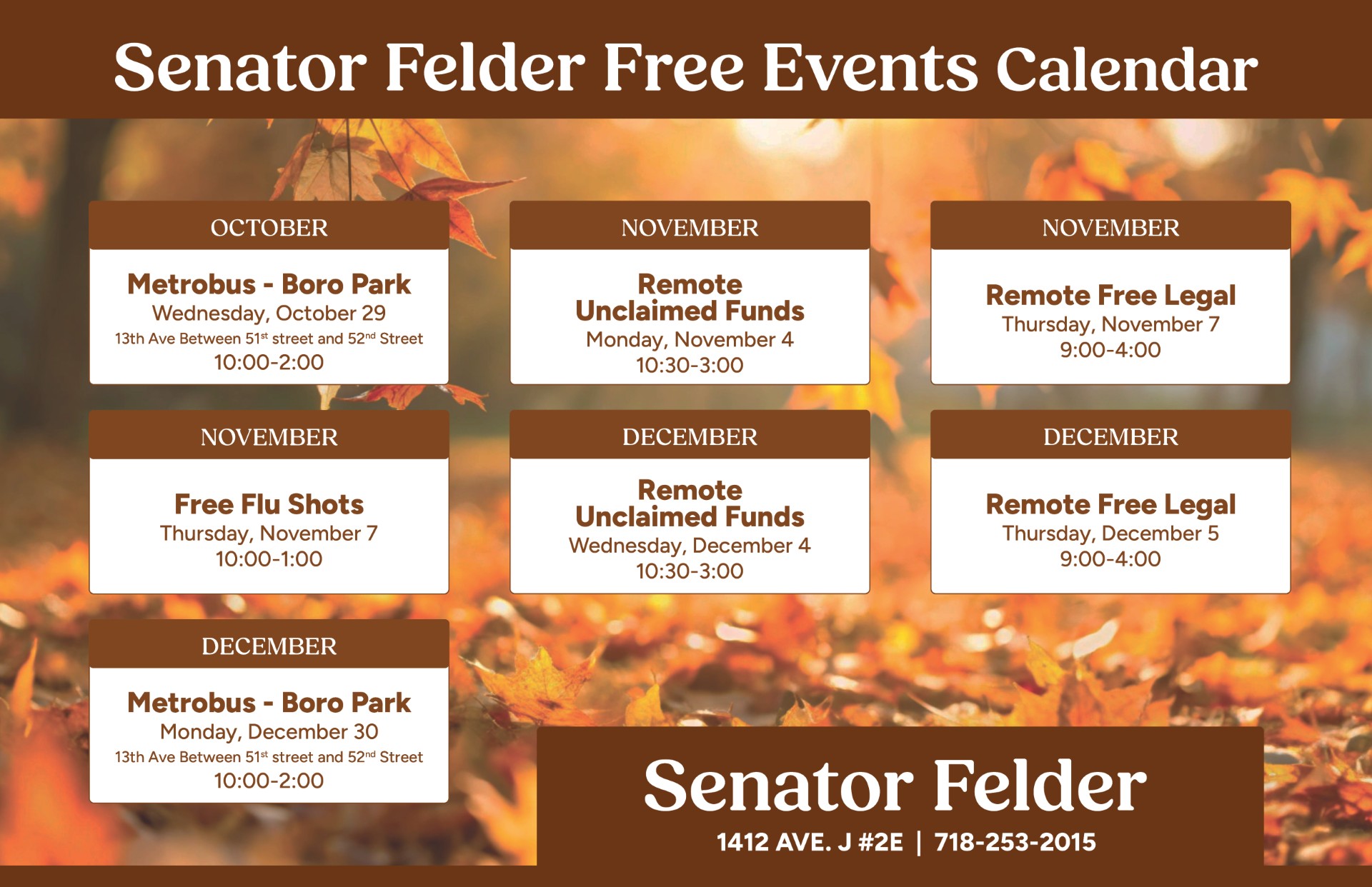 Free Events Calendar from Senator Felder | NYSenate.gov