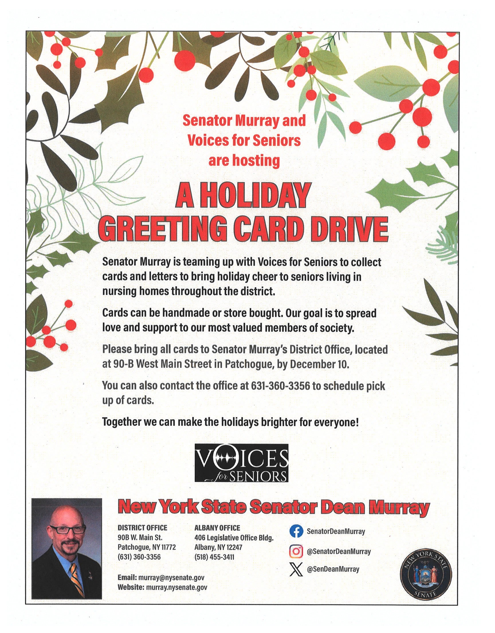 NYS Senator Murray and Voices for Seniors - Holiday Greeting Card Drive ...