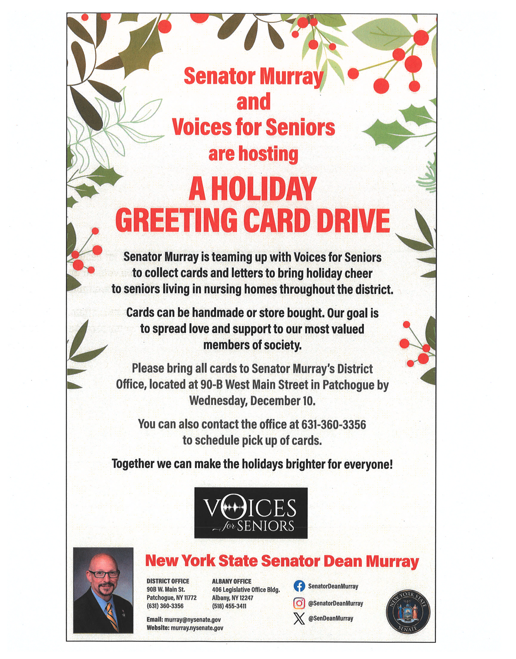 NYS Senator Dean Murray and Voices for Seniors Holiday Greeting Card ...