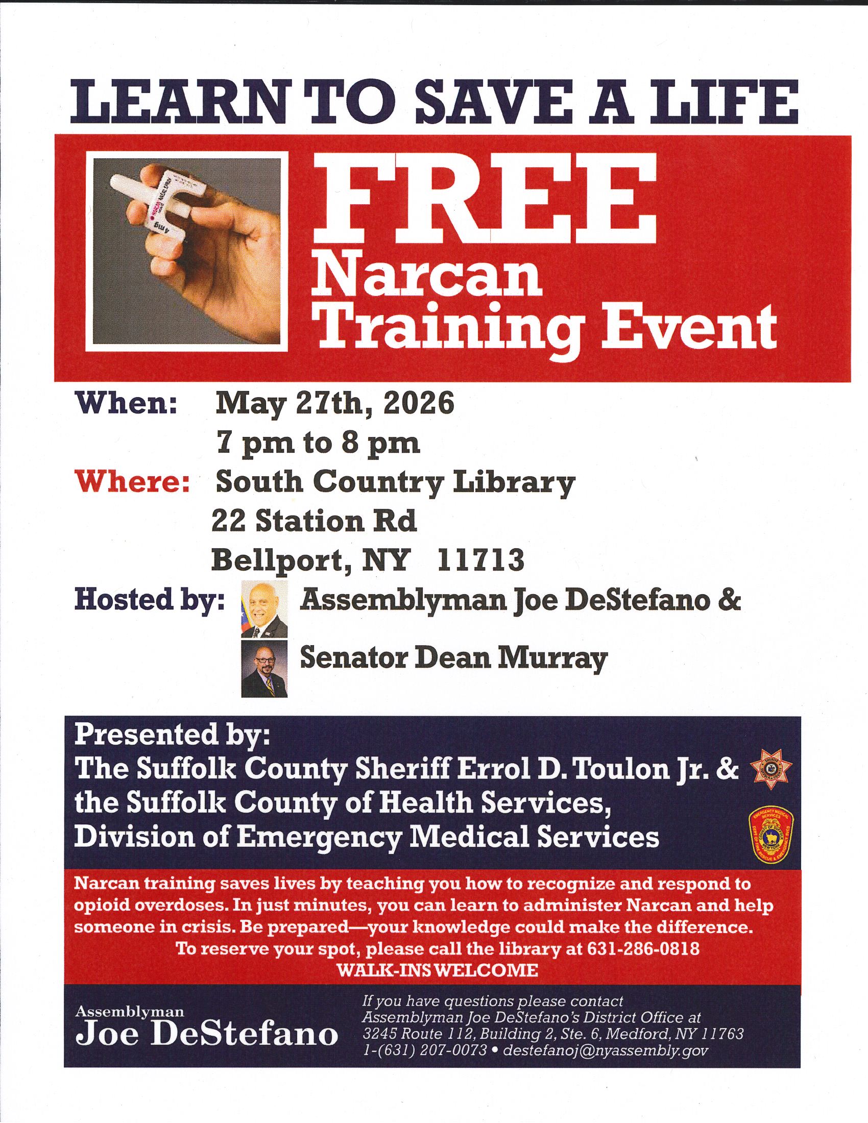 NYS Senator Dean Murray And NYS Assemblyman Joe DeStefano Host A Free ...