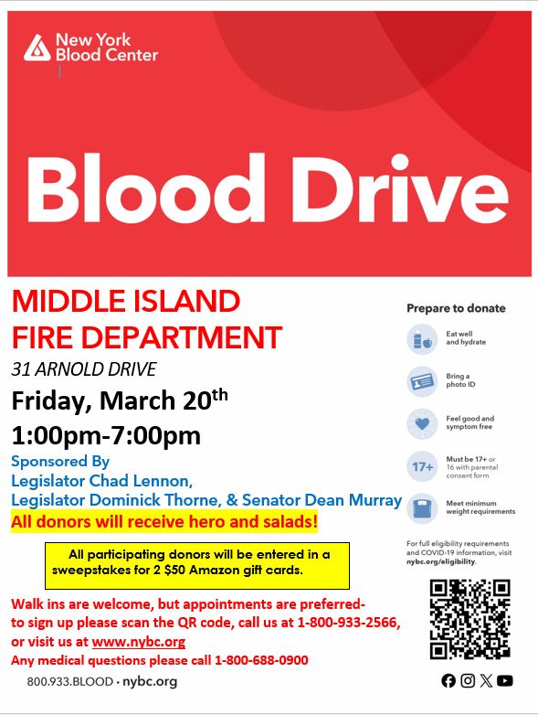 NYS Senator Dean Murray and Fellow Elected Officials Host a Blood Drive ...
