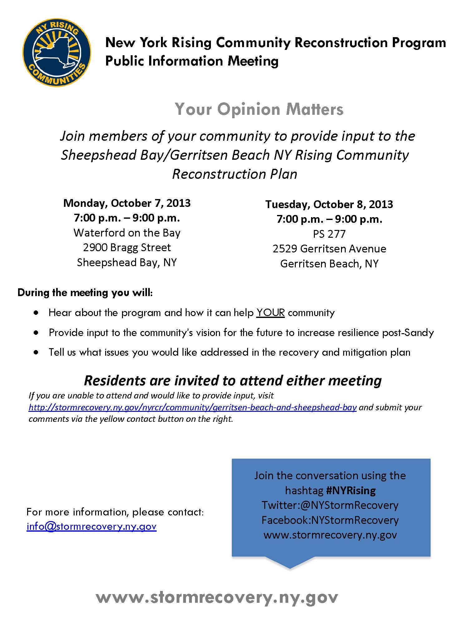 New York Rising Community Reconstruction Program Meetings | NYSenate.gov