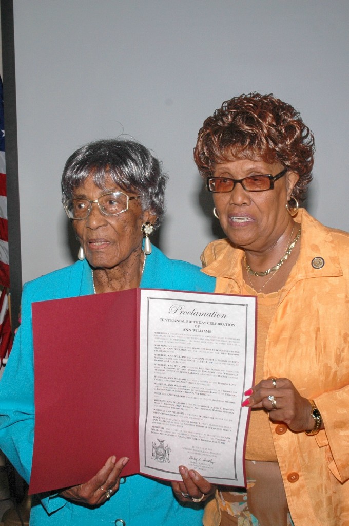 7/22/2010: Celebrating 100 years for Mrs. Ann Williams | NYSenate.gov