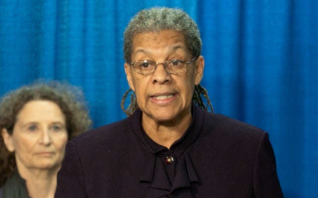 Senator Ruth Hassell-Thompson Speaks during a Press Conference ...