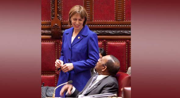Senator Cecilia Tkaczyk and Senator Rubén Díaz in Senate Chambers ...