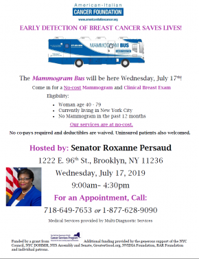 Mammogram Bus at Senator Persaud's Office | NYSenate.gov