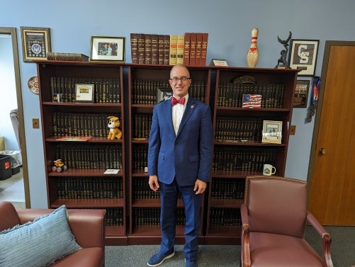 Senator Walczyk Wears Red and Blue Bow Tie for ALS Awareness | NYSenate.gov