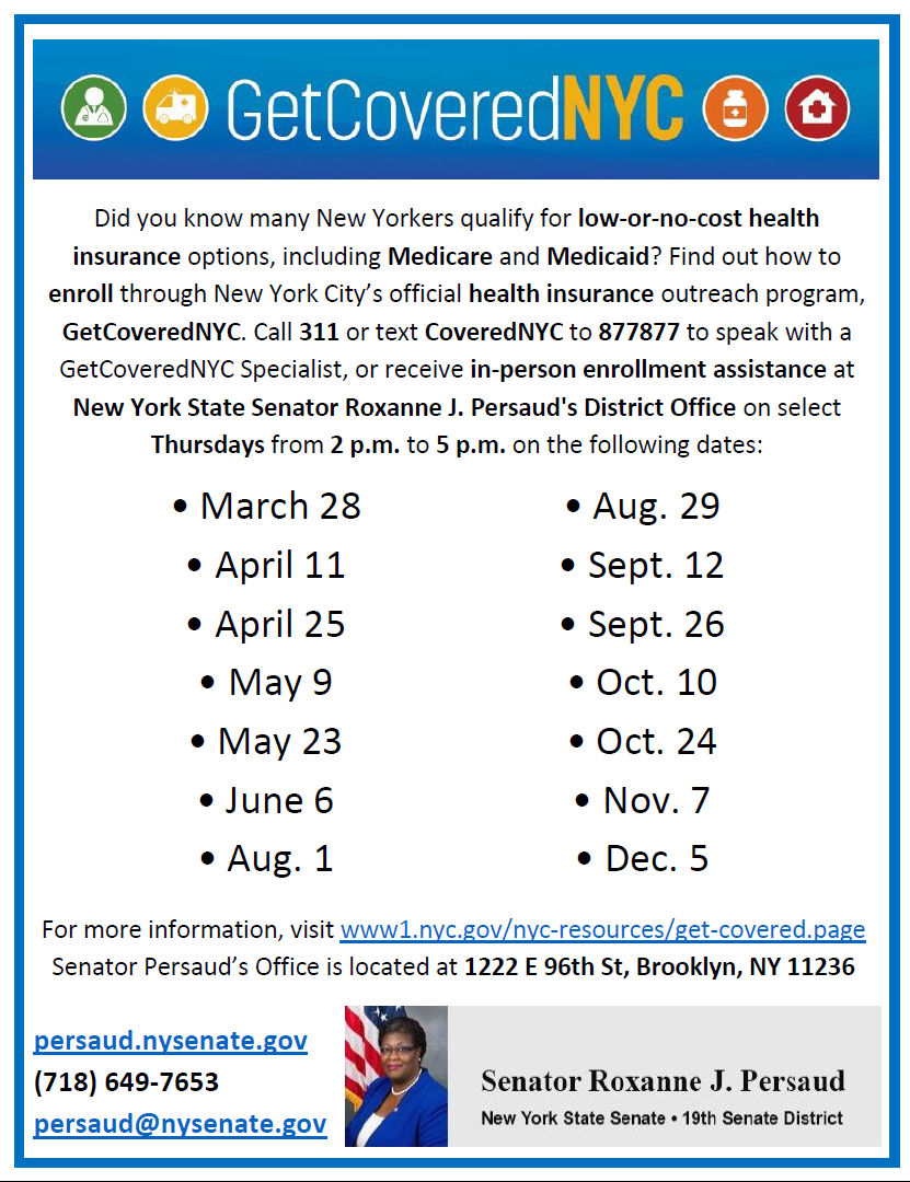 Free Health Insurance Enroll Help at Senator Persaud's Office ...