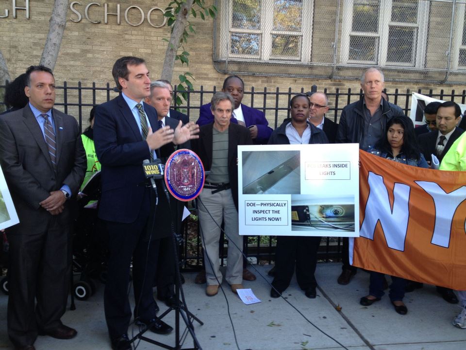 At a press conference, calling on DOE to fix PCB problems in schools ...