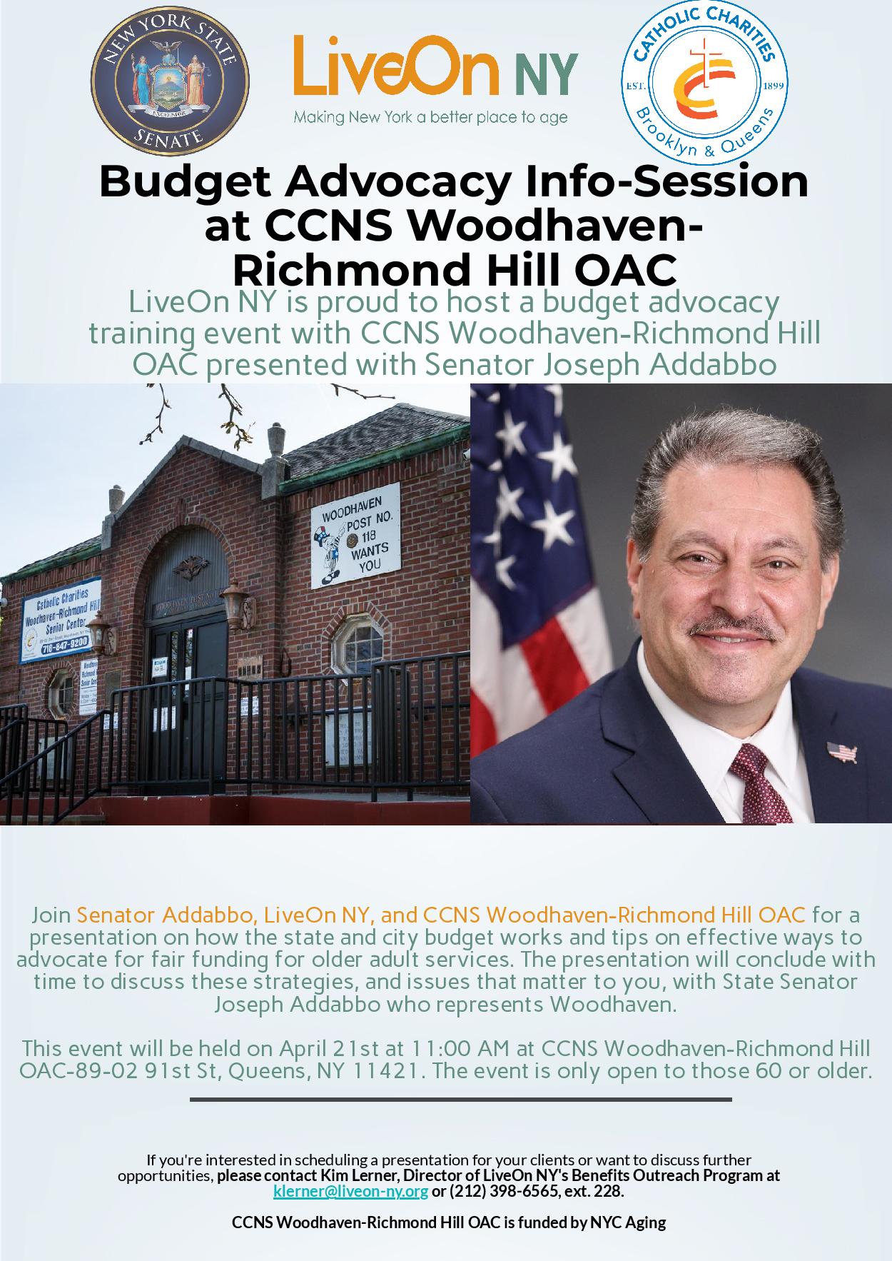 Addabbo and LiveOn NY partner for Senior Benefits Seminar in Woodhaven ...