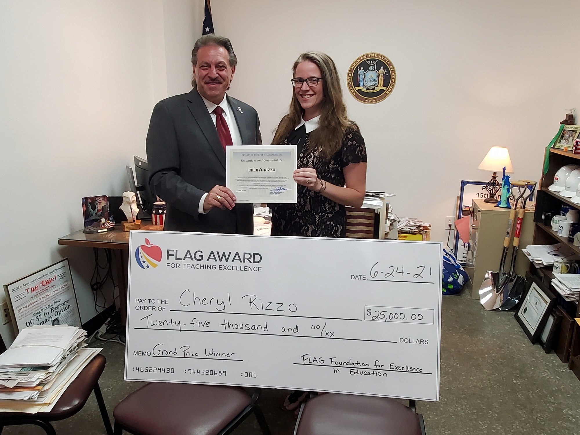 Teacher in Addabbo's district wins FLAG award for teaching excellence ...