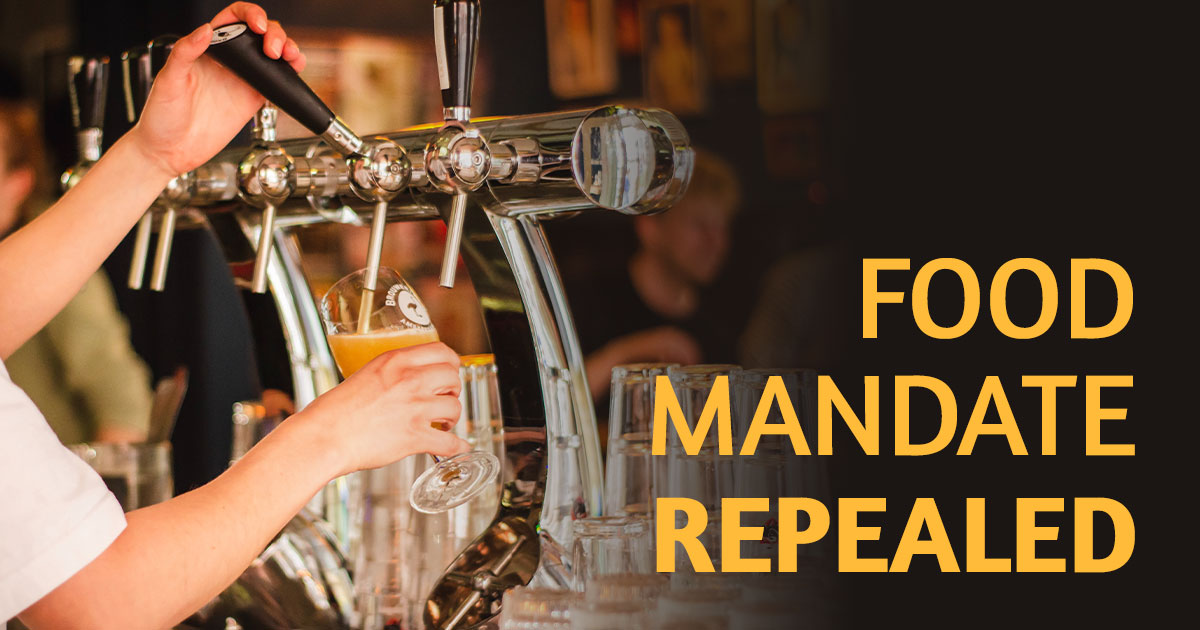 Repeal of Food with Drink Order Mandate | NYSenate.gov
