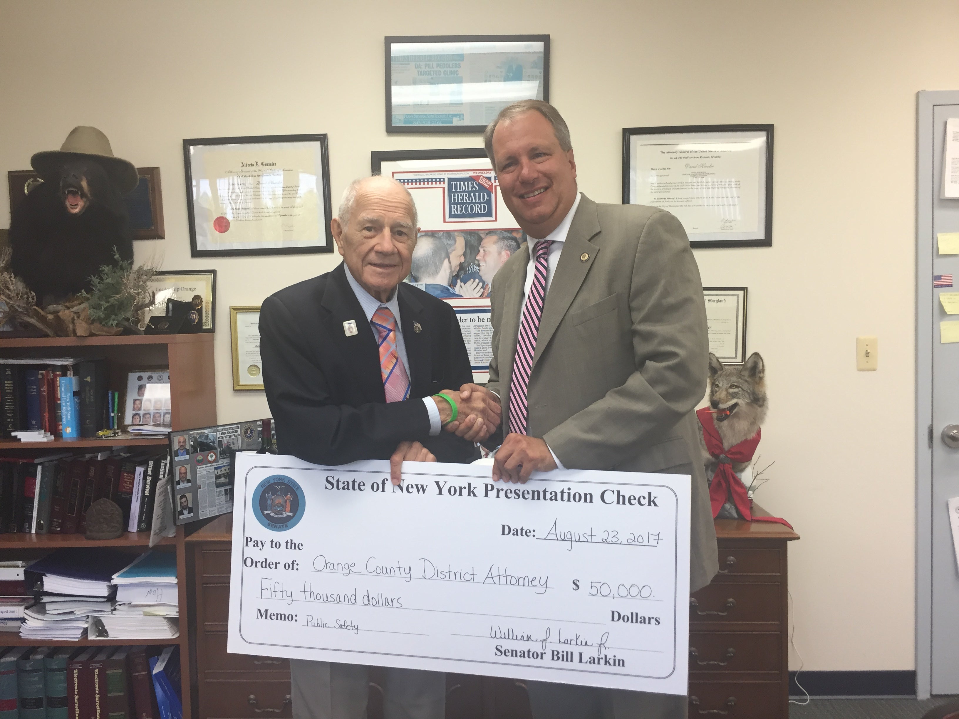 Senator Larkin Presents $50,000 Check To Orange County District ...