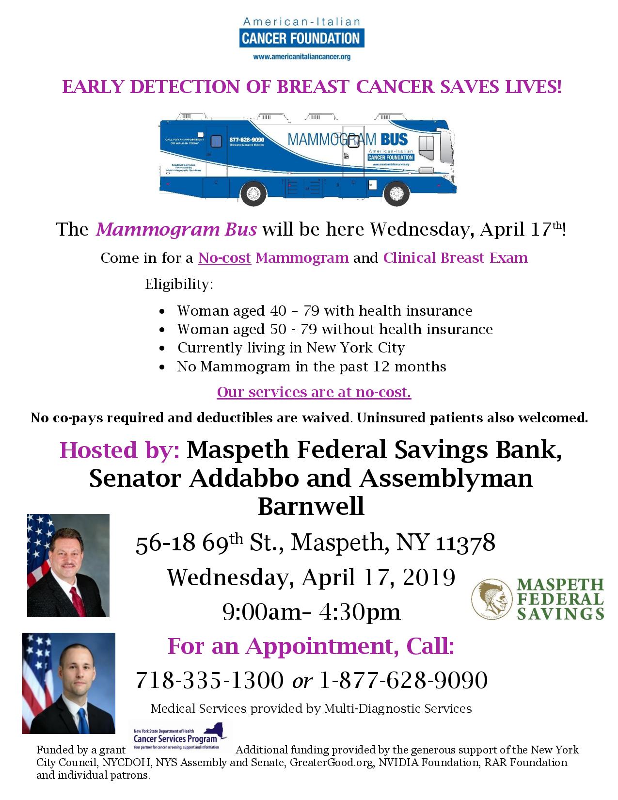 Addabbo and Barnwell to bring free mammogram screenings to Maspeth next ...